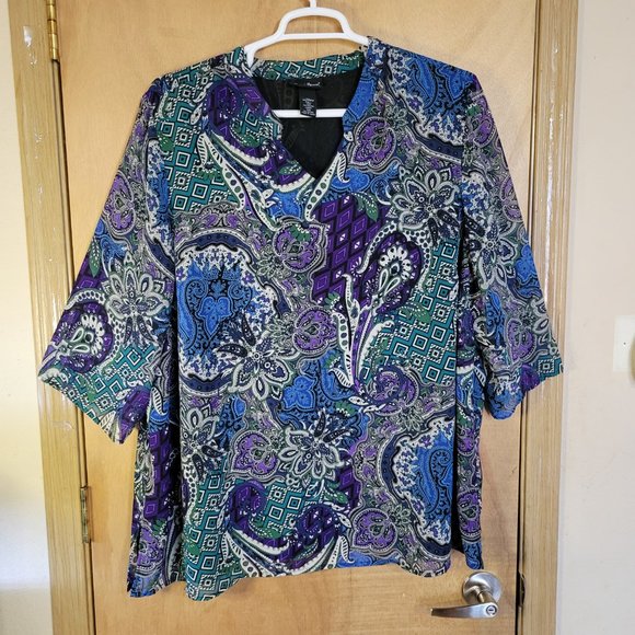 Maggie Barnes | Tops | Maggie Barnes 3x Blouse Paisley Boho | Poshmark